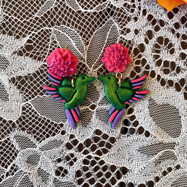 Colibri Hand Painted Earrings - Phoenix Art Museum